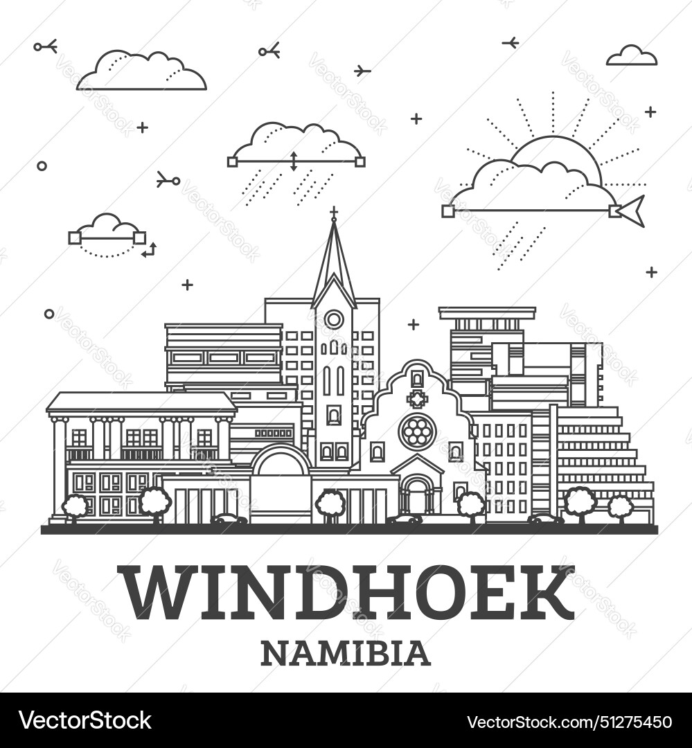 Outline windhoek namibia city skyline with modern Vector Image