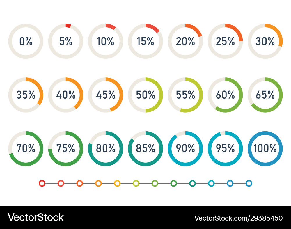 Progress wheel pie charts infographic Royalty Free Vector