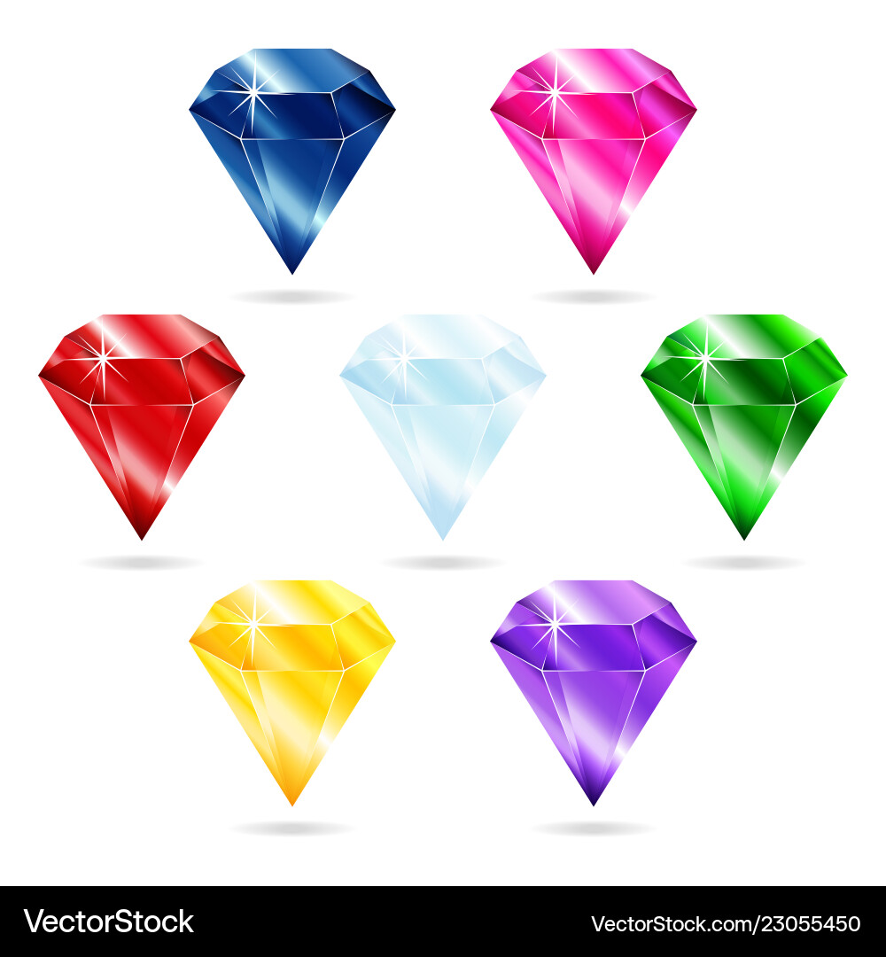 Set of seven gems Royalty Free Vector Image - VectorStock