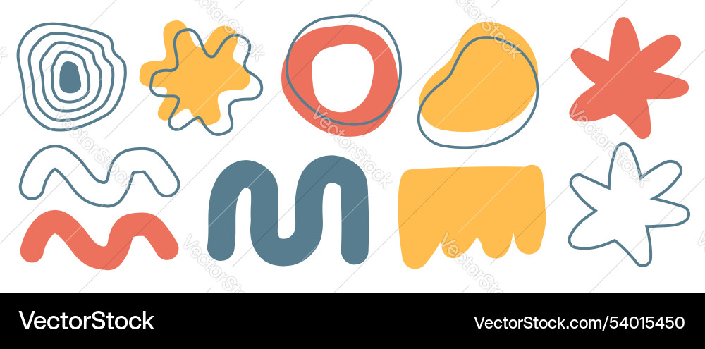 Simple doodle cartoon abstract shapes elements Vector Image