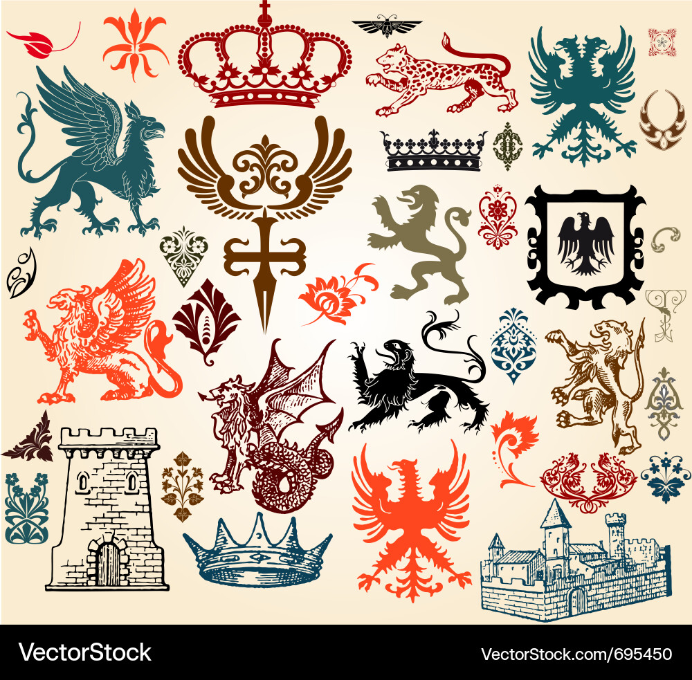 Vintage heraldry design elements Royalty Free Vector Image