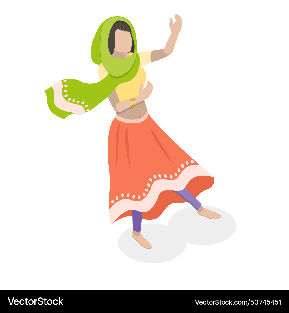 3d isometric flat set of traditional indian Vector Image