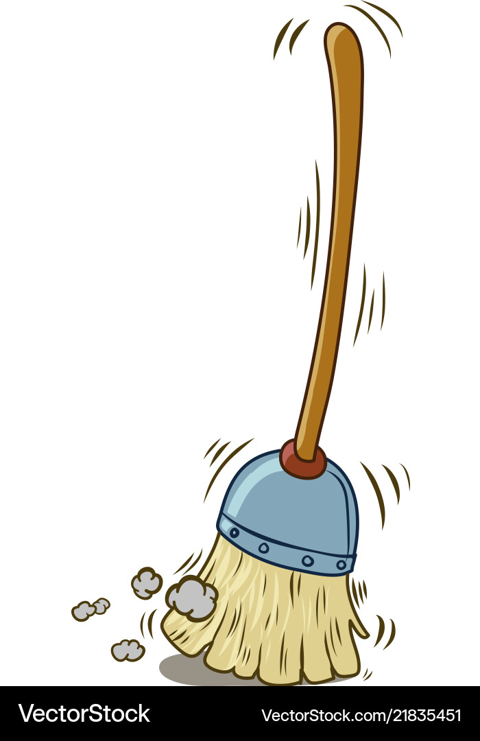 A cartoon broom sweeping by itself Royalty Free Vector Image