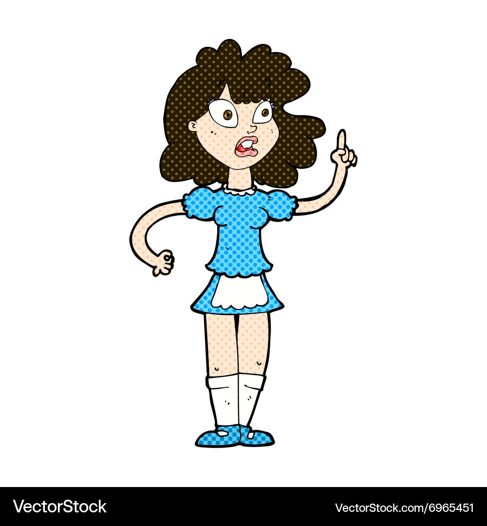 Comic cartoon worried maid Royalty Free Vector Image