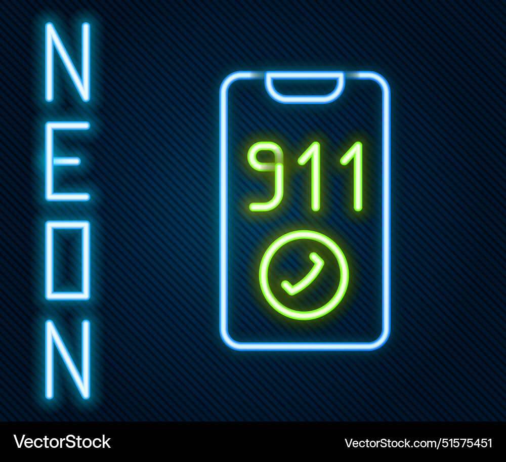 Glowing neon line telephone with emergency call Vector Image