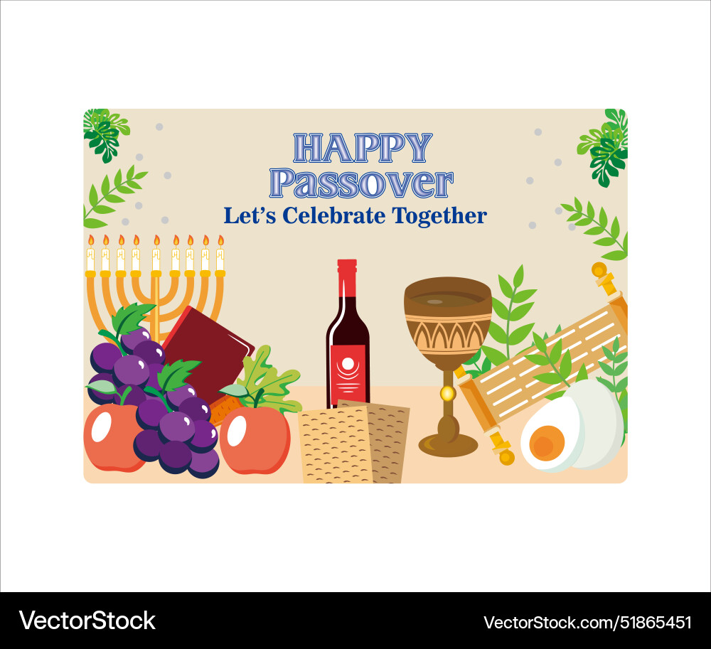 Happy passover card template for greeting Vector Image