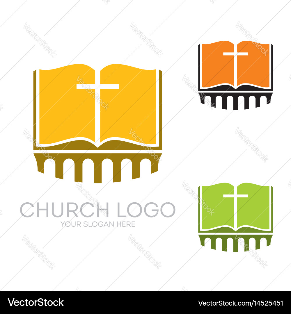 Holy bible and jesus cross Royalty Free Vector Image