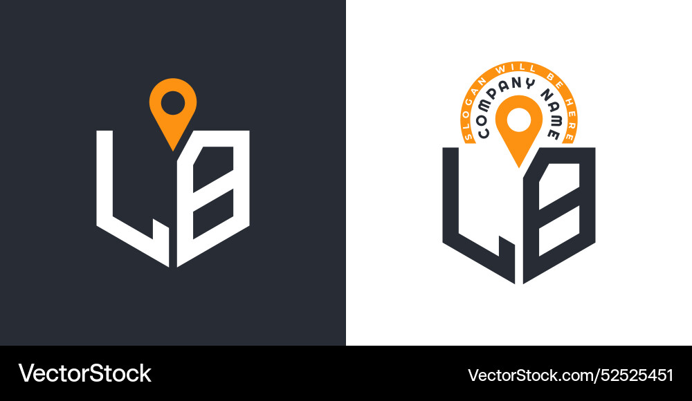 Lb location logo bundle letter dual icons Vector Image