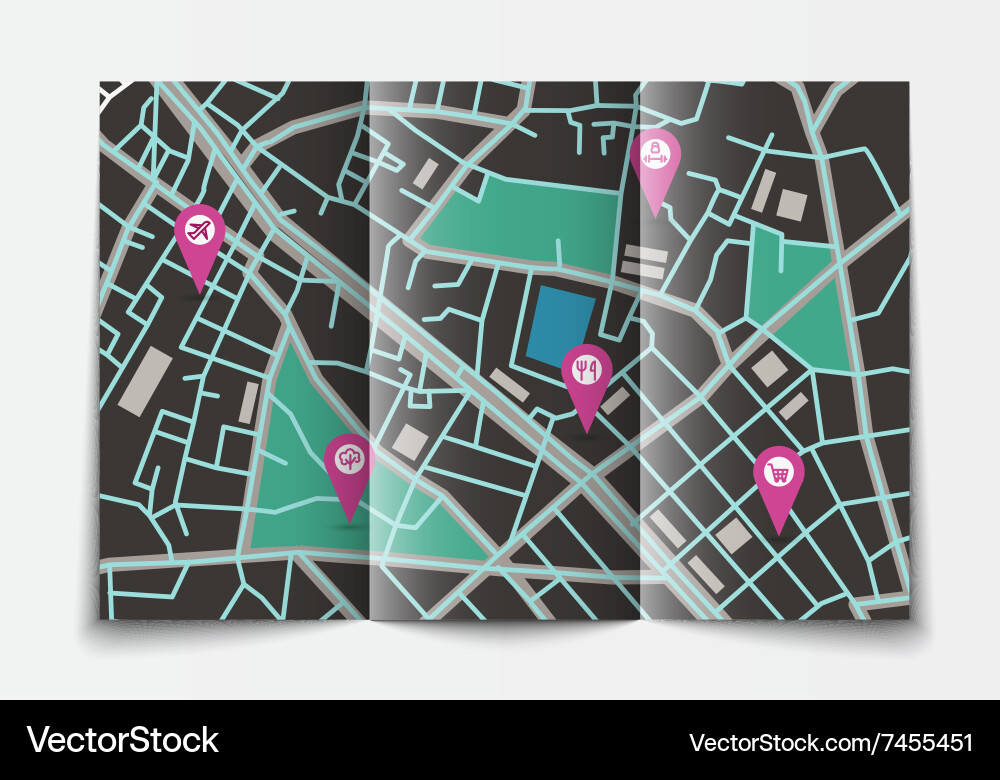 Open paper city map Royalty Free Vector Image - VectorStock