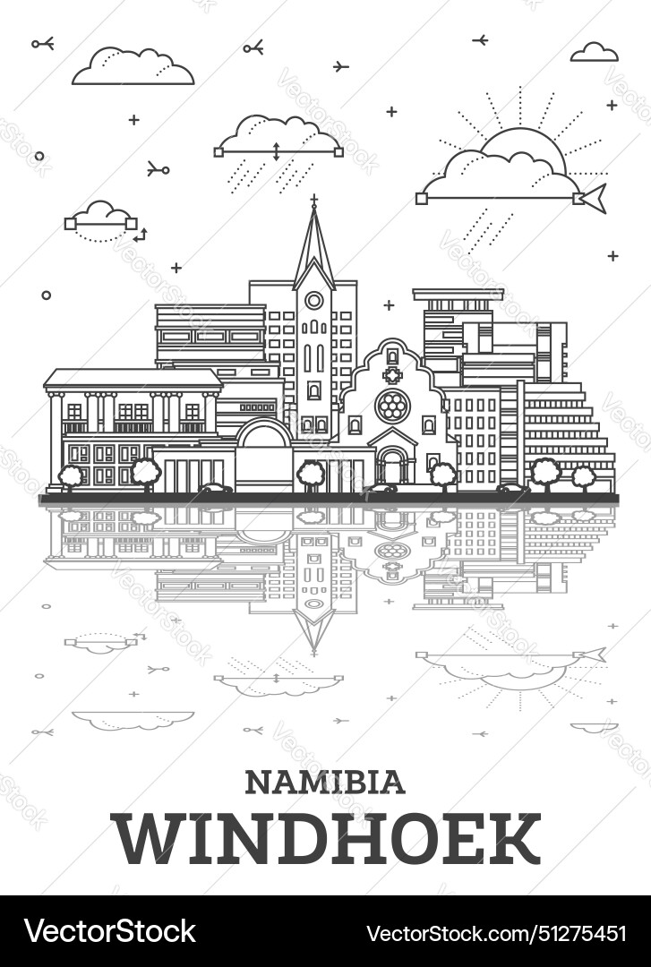 Outline windhoek namibia city skyline with modern Vector Image