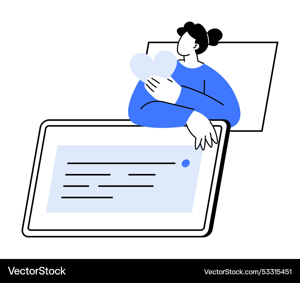 Person with heart embracing technology display Vector Image