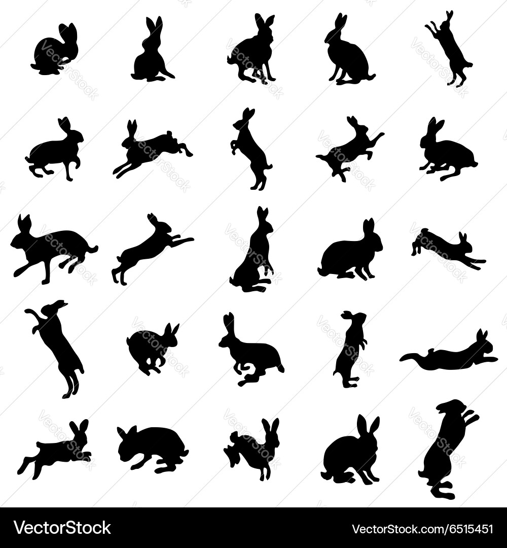 Rabbit Silhouettes Collection Royalty Free Vector Image