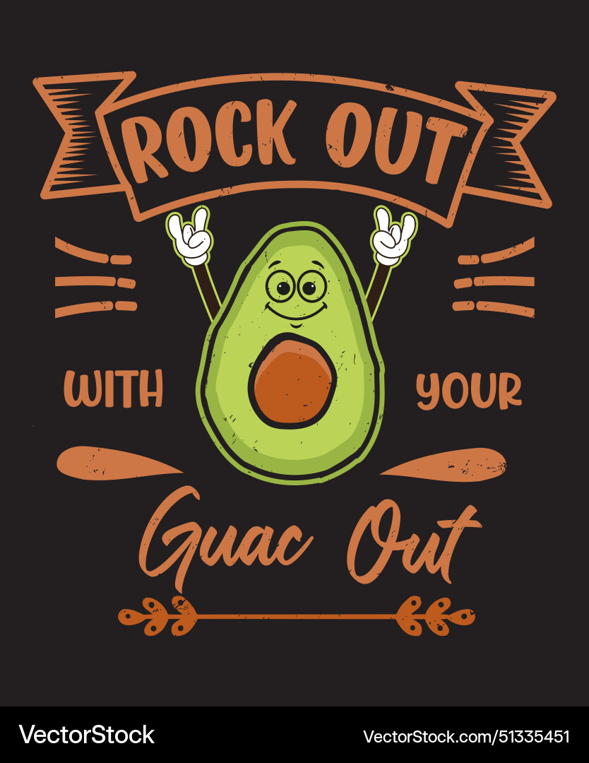Rock out with avocado Royalty Free Vector Image