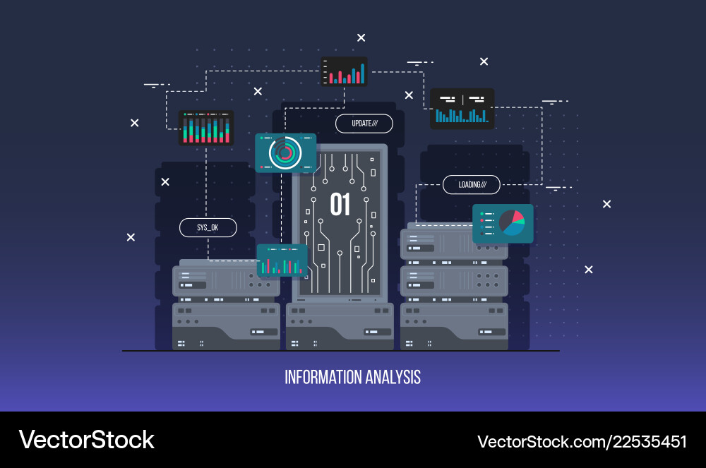 Server data center flat internet Royalty Free Vector Image
