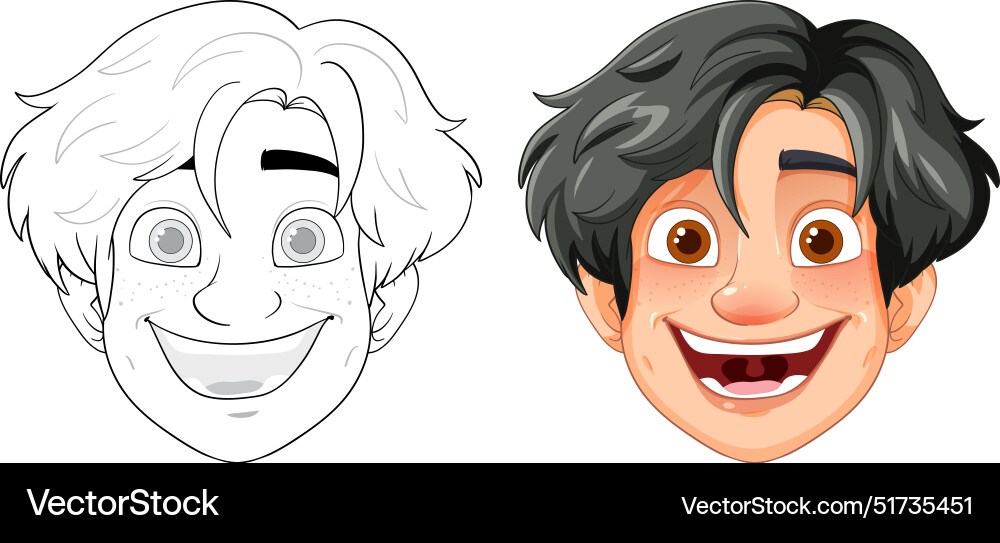 Smiling cartoon face with expressive features Vector Image