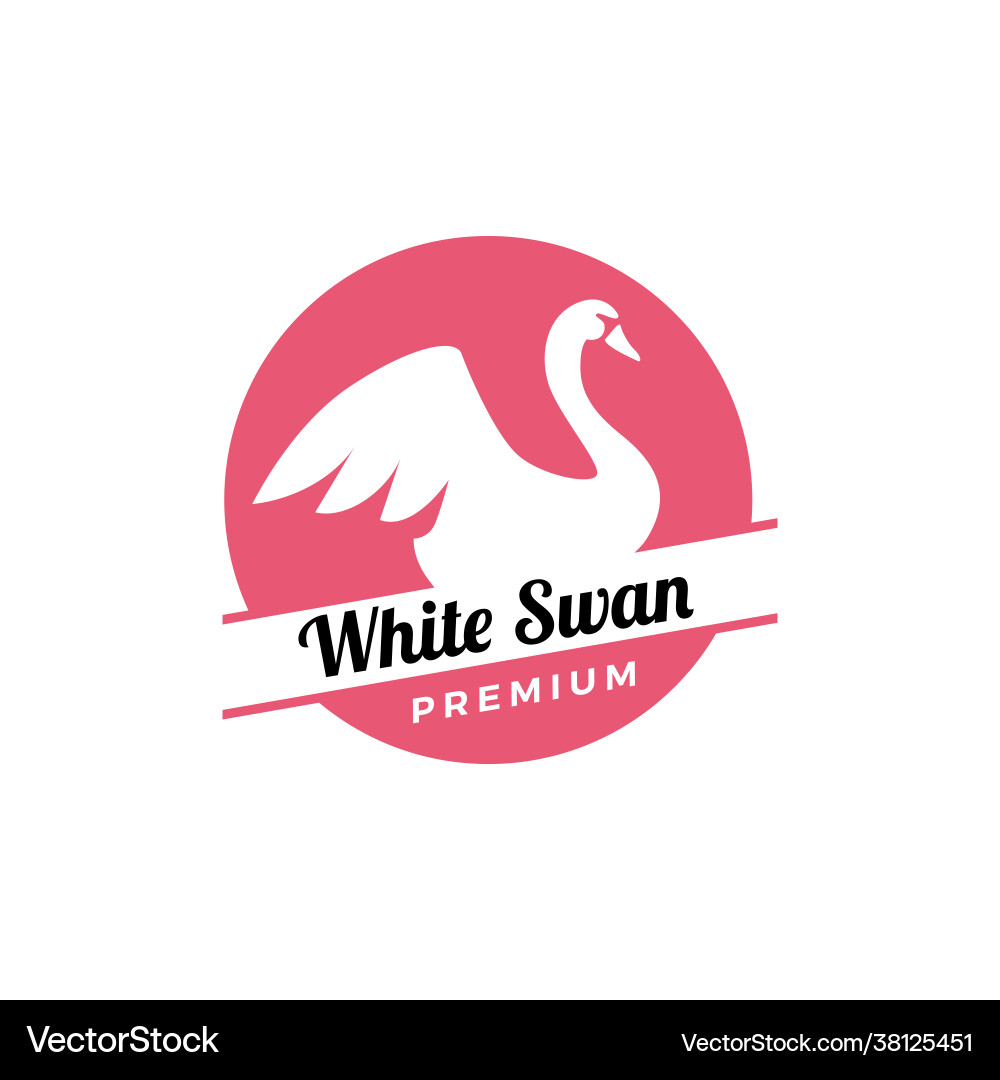 Swan round emblem logo icon Royalty Free Vector Image