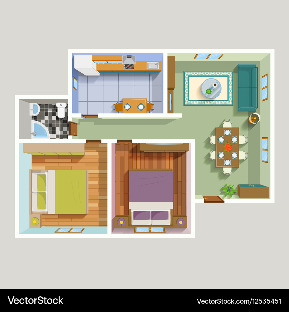 Top view apartment interior detailed plan Vector Image