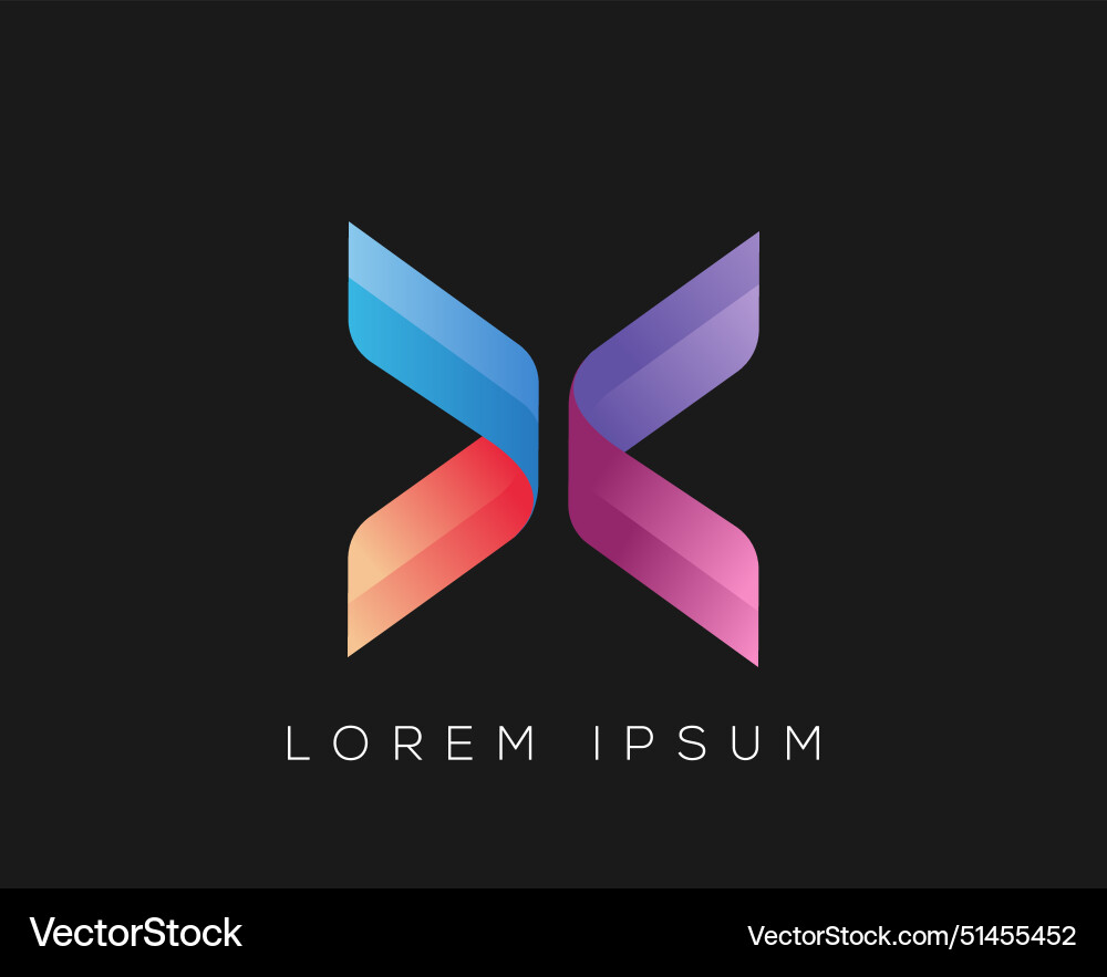 Awesome x letter colorful logo with 3d effect Vector Image