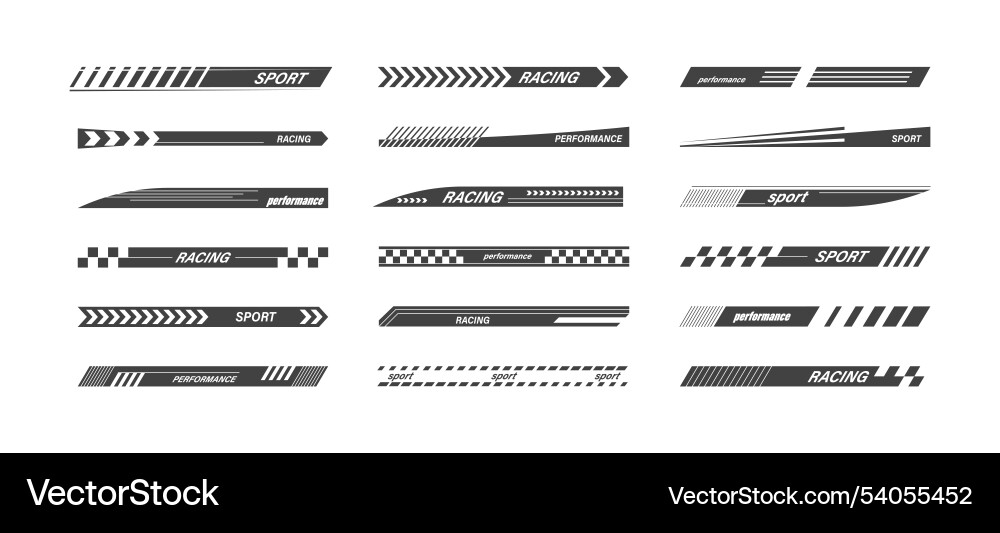Black Racing Stripes Set - Car & Moto Vector Image