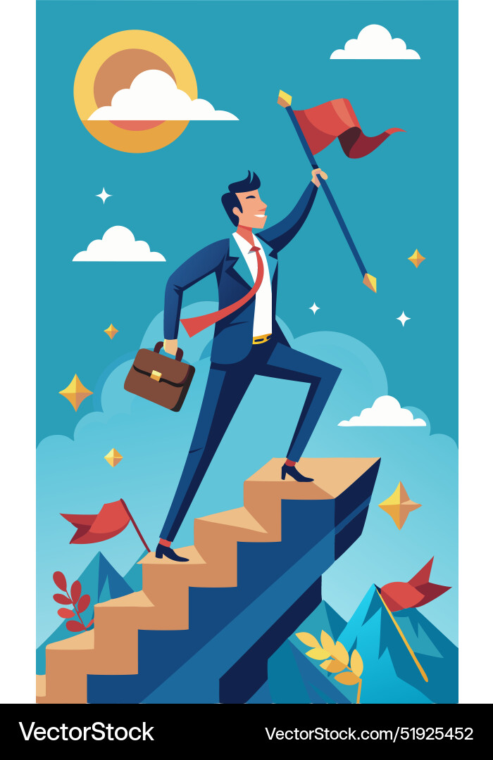 Business leader reaching goals Royalty Free Vector Image