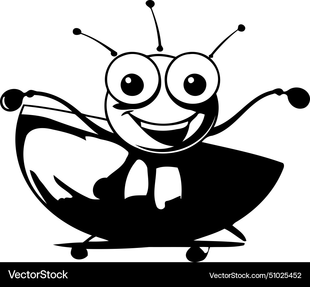 Cartoon ladybug on a green grass isolated Vector Image