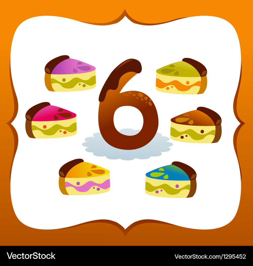 Collection sweet numbers for kids 6 Royalty Free Vector