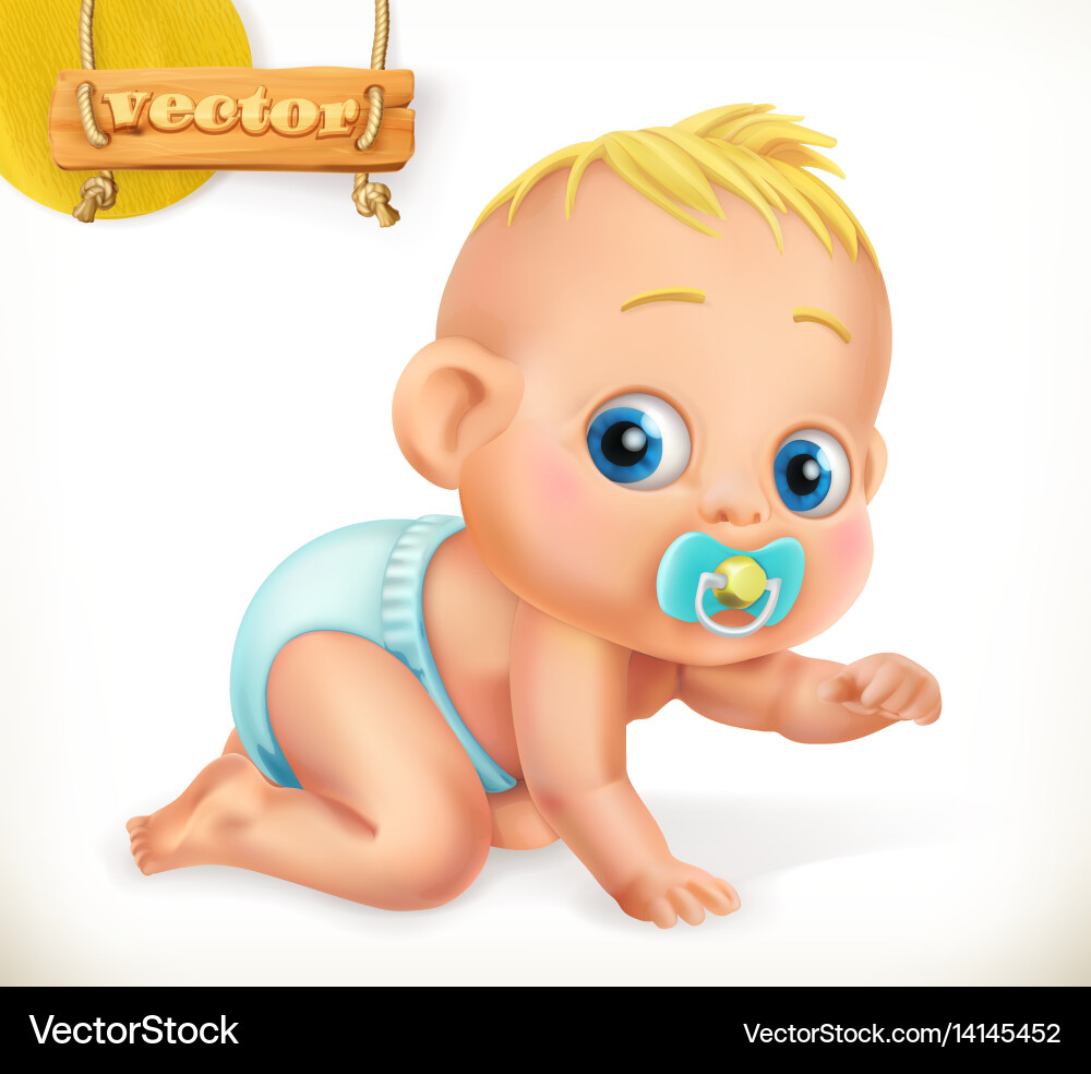 Cute kid baby 3d icon Royalty Free Vector Image