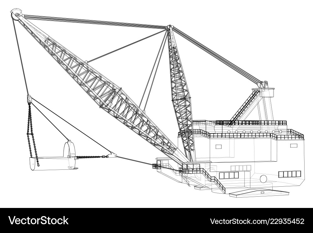 Dragline walking excavator Royalty Free Vector Image