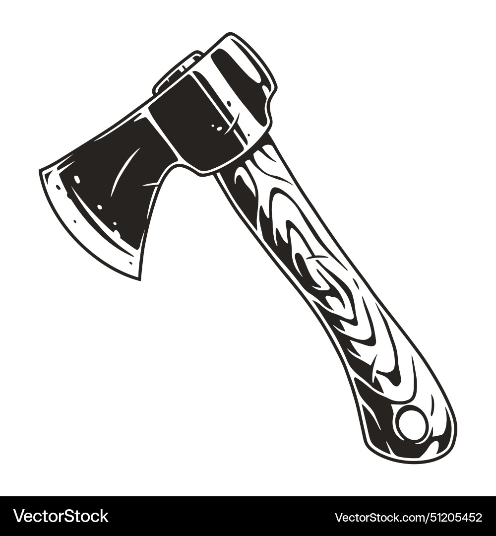 Hand hatchet monochrome vintage sticker Royalty Free Vector