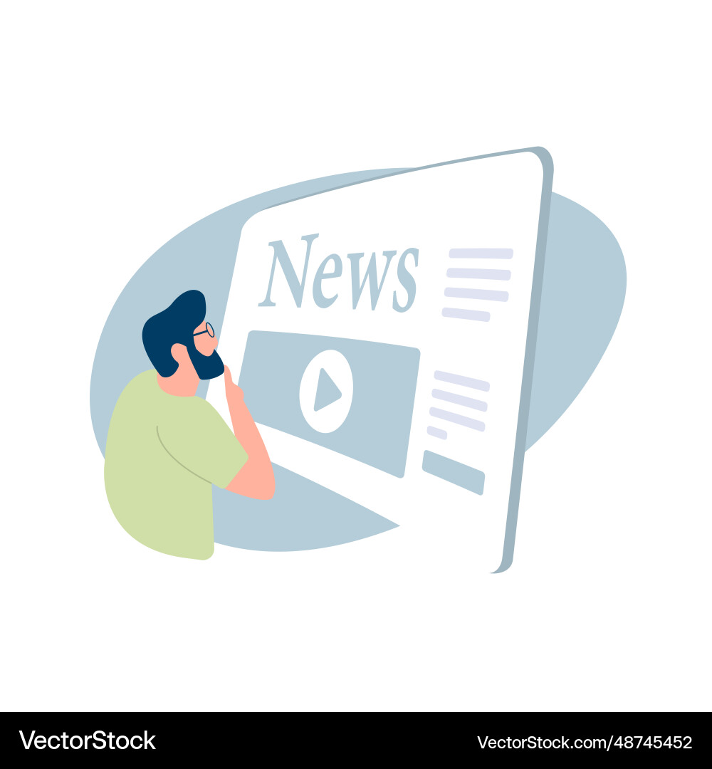 Online news reading concept man staying informed Vector Image