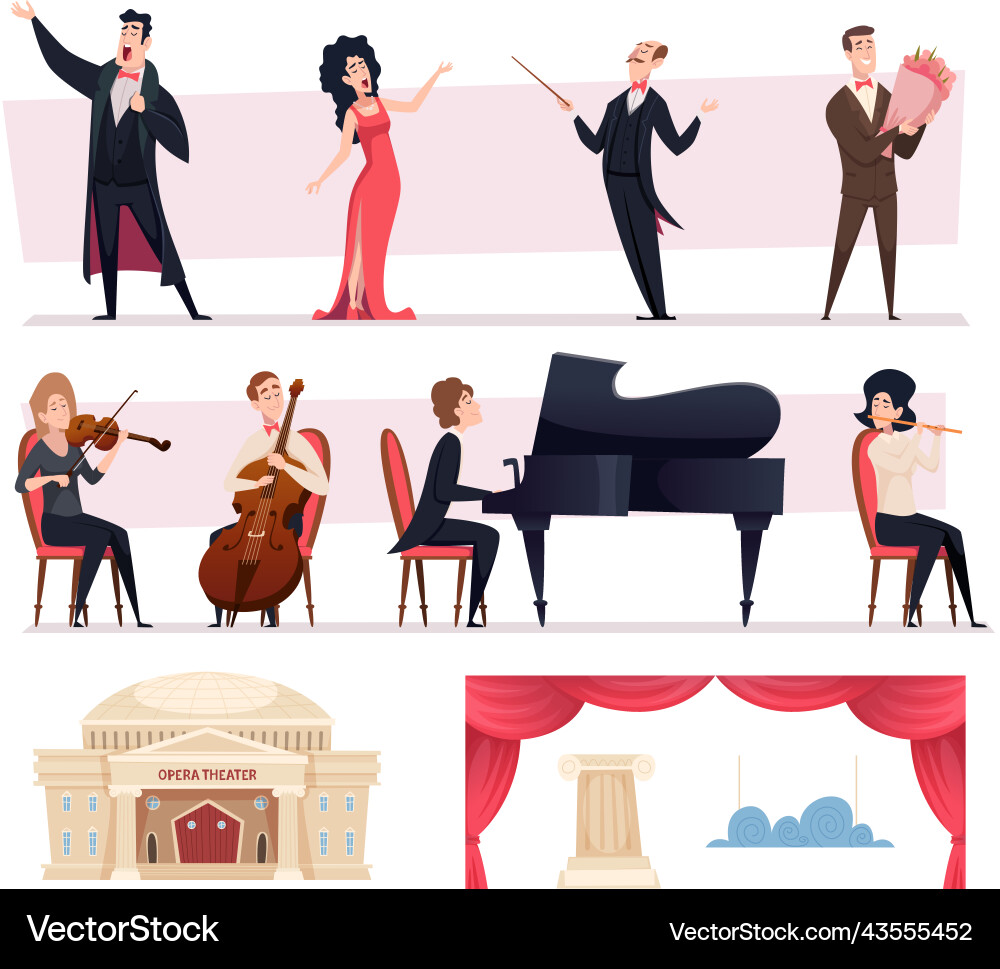 Opera Singers Cartoon Band Royalty Free Vector Image
