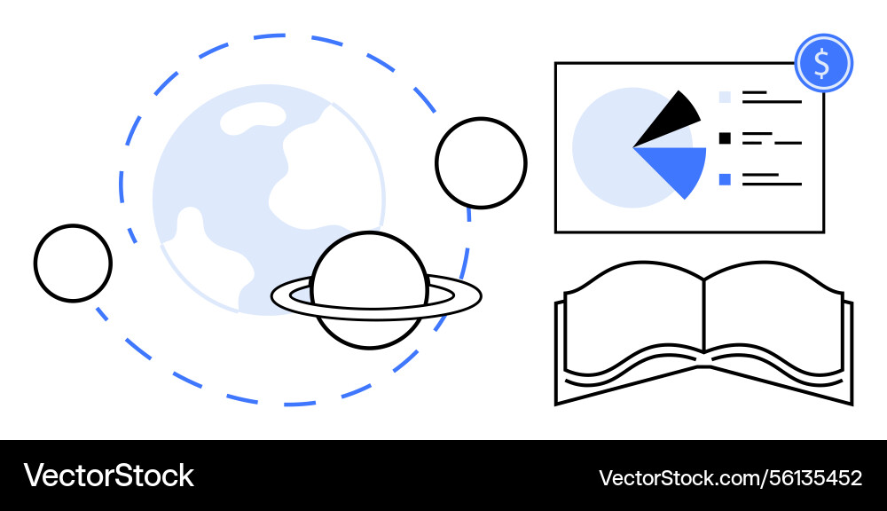 Planetary system with orbit financial chart Vector Image