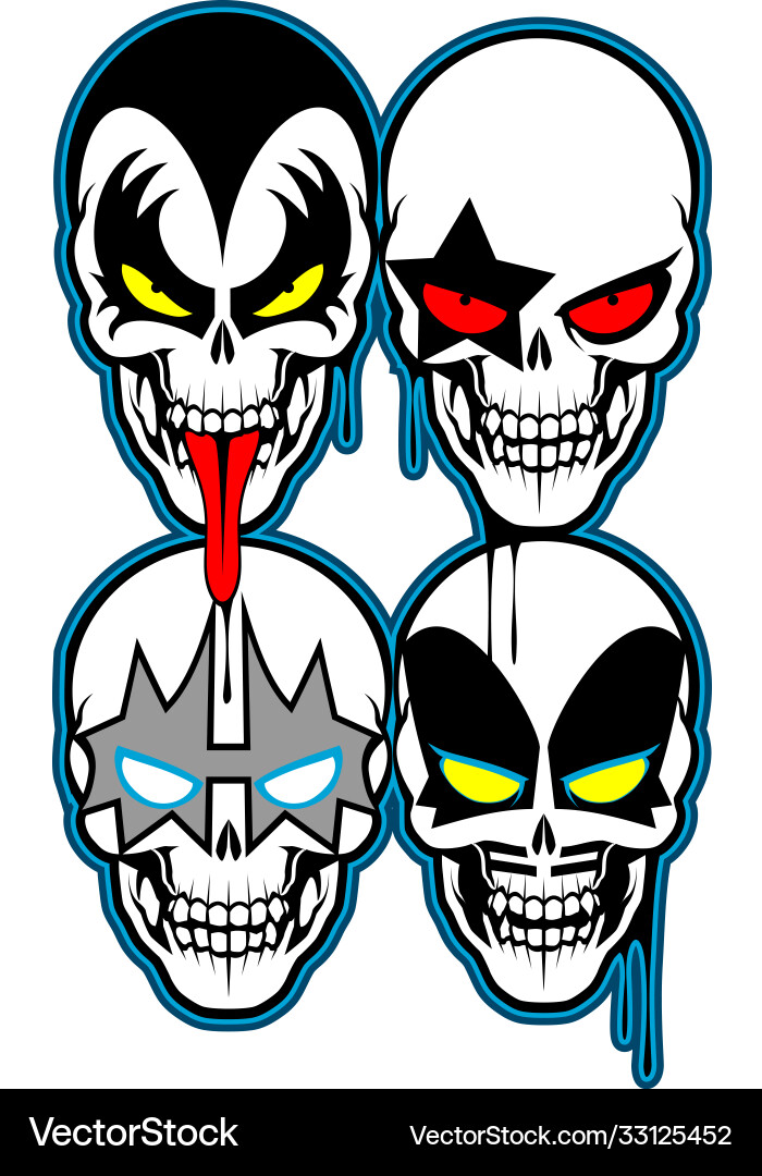 Skull Band Logo - Kiss Style Royalty Free Vector Image