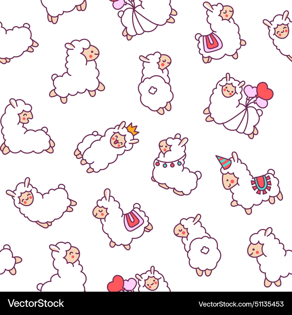 Beautiful alpaca seamless pattern Royalty Free Vector Image
