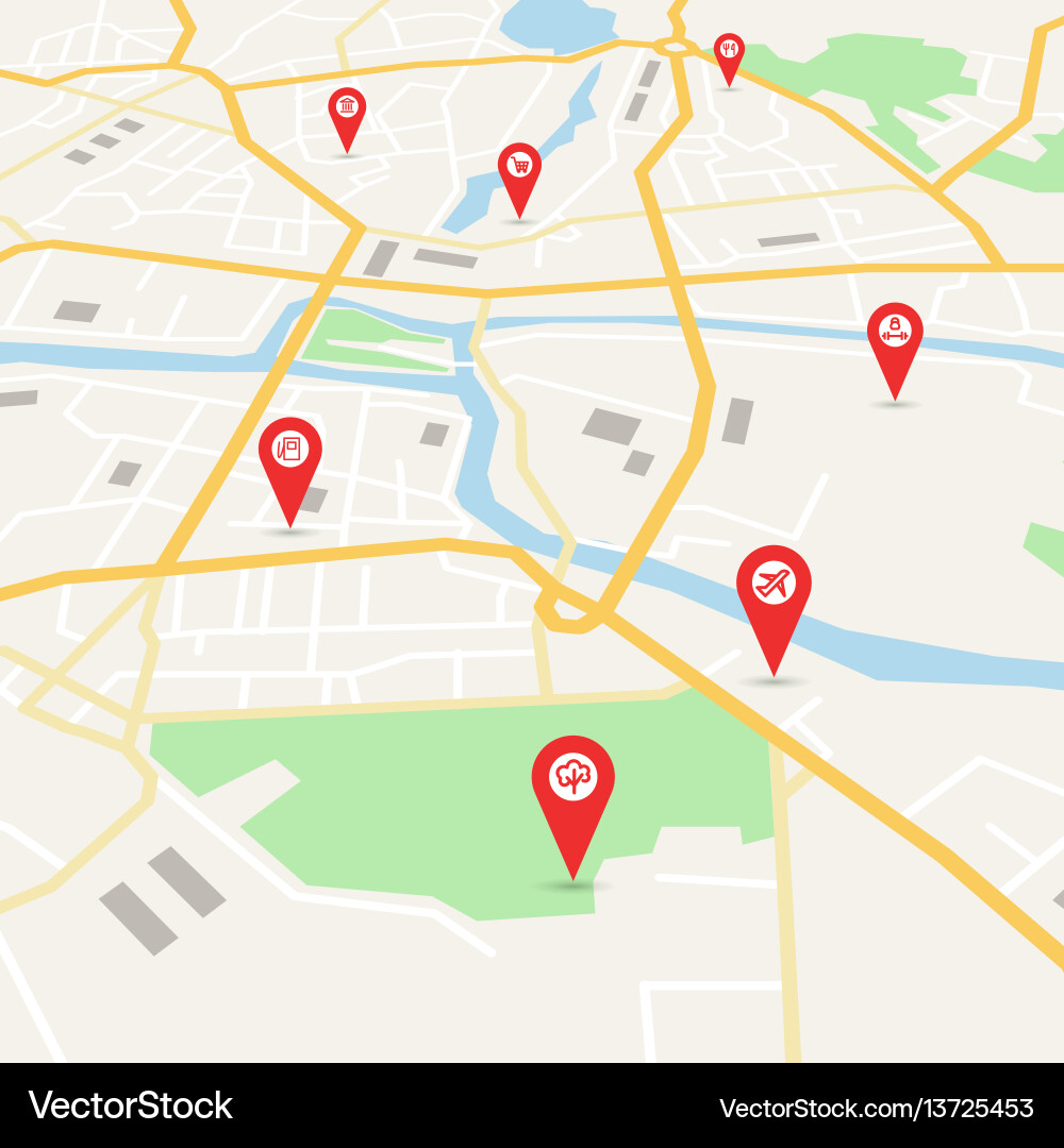 City map Royalty Free Vector Image - VectorStock