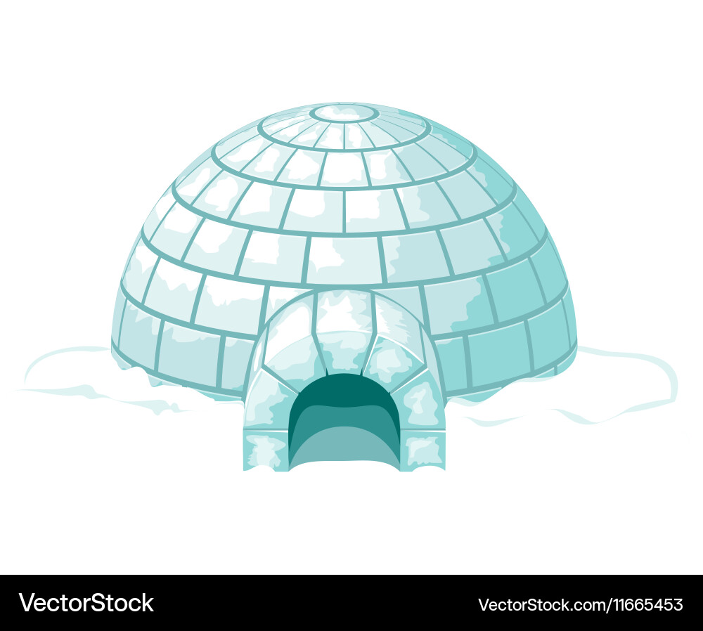 Igloo icy cold home or ice house Royalty Free Vector Image