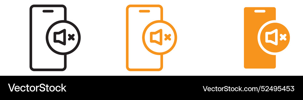 Silent phone icon set mute for mobile Royalty Free Vector