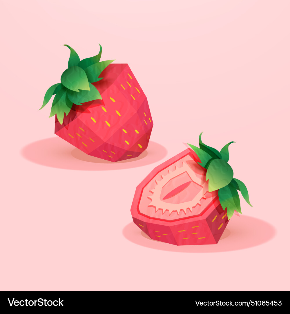 Strawberries in papercut style Royalty Free Vector Image