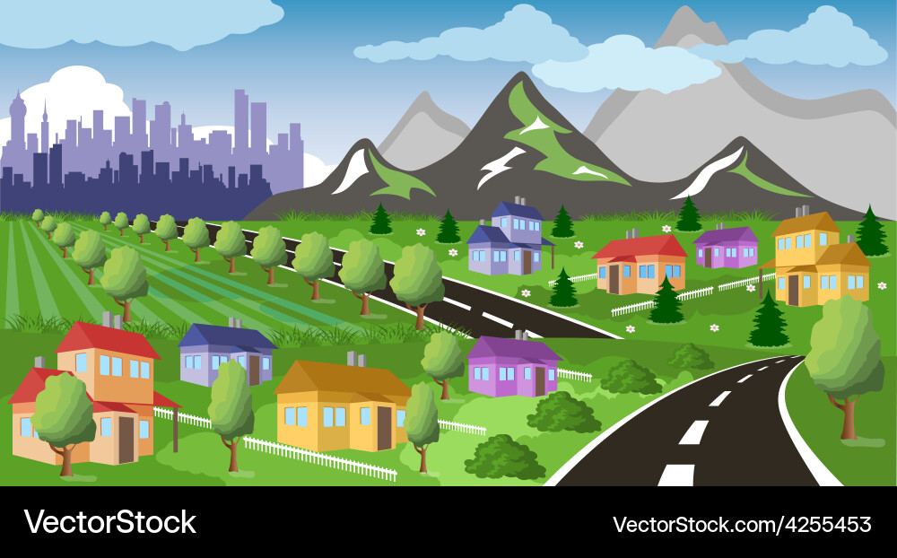 Suburban houses Royalty Free Vector Image - VectorStock
