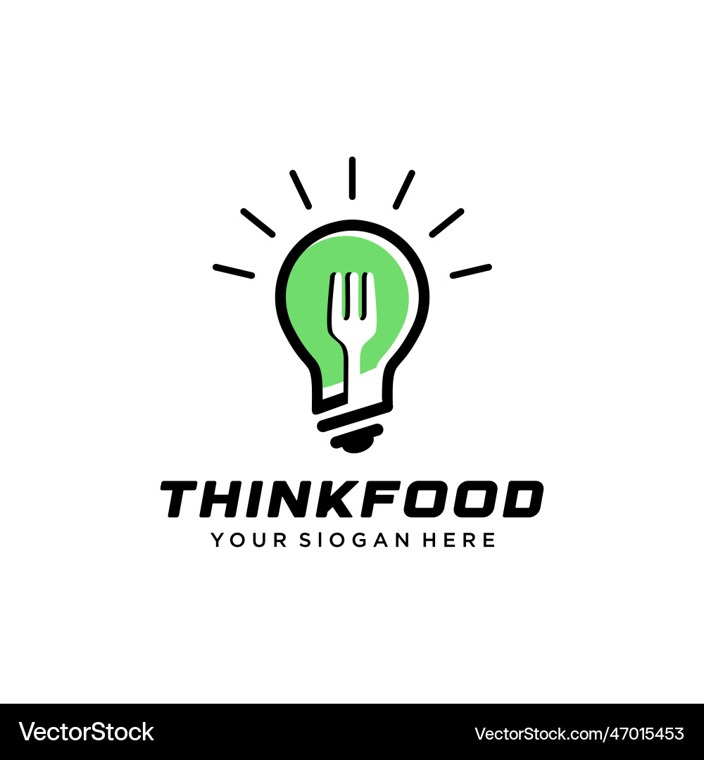 Think food bulb fork logo Royalty Free Vector Image