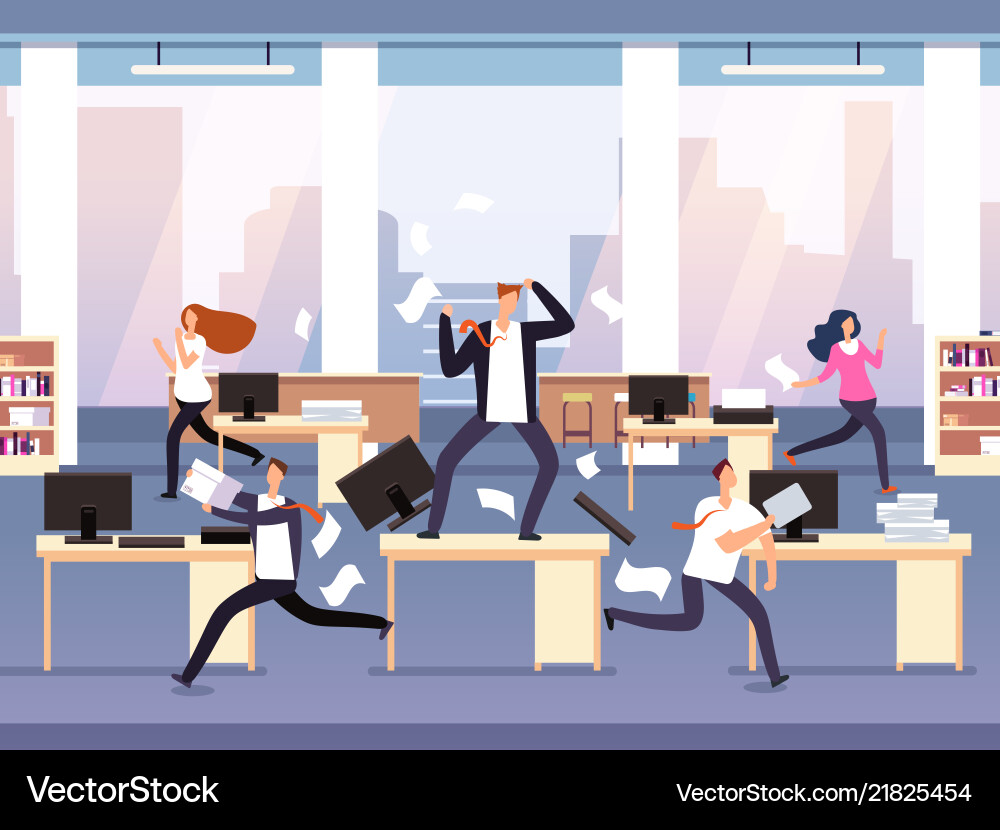 Frantic Boss, Employee Panic Royalty Free Vector Image