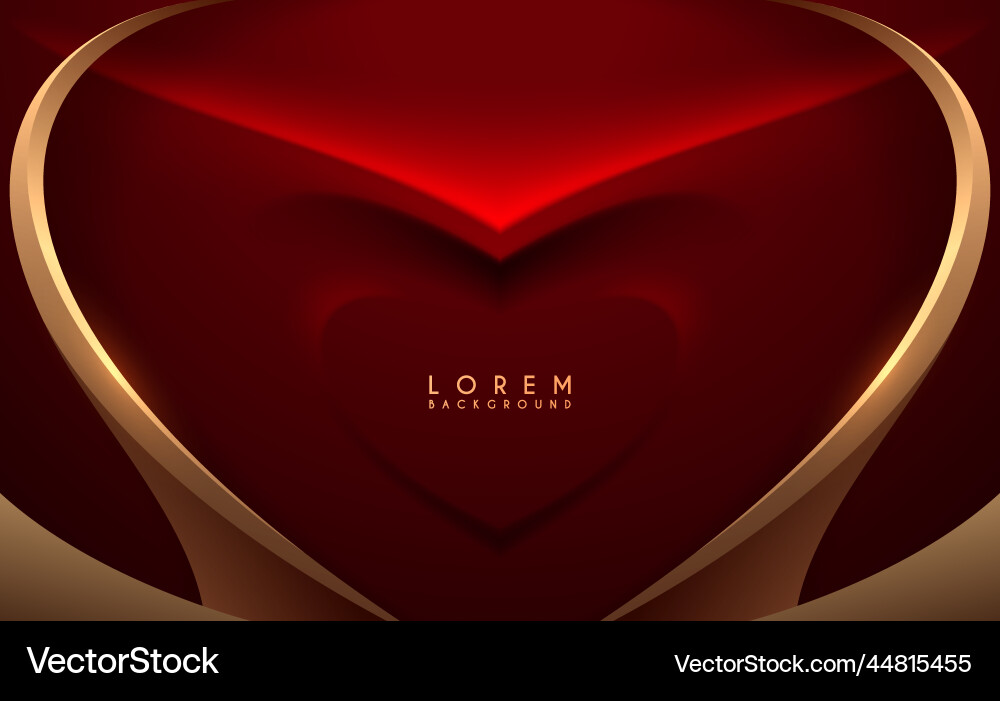 Abstract red heart background with golden elements