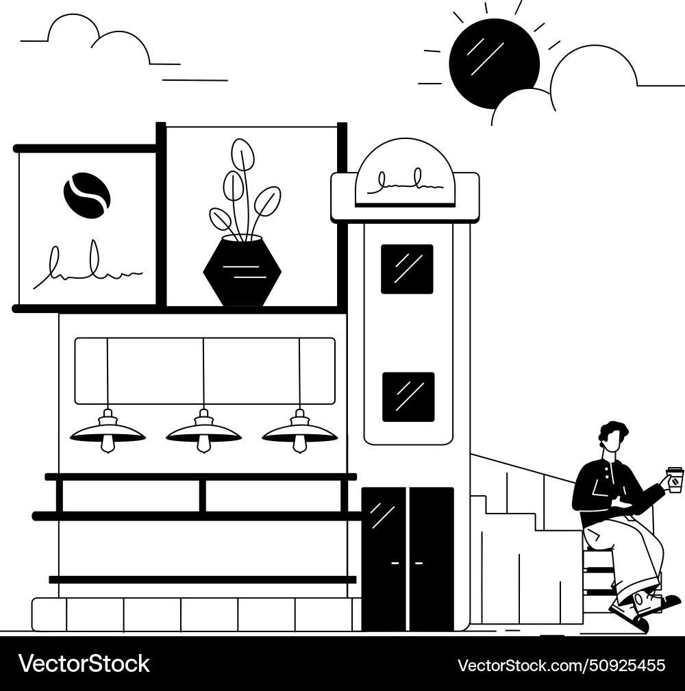 Coffee and cafe shops linear Royalty Free Vector Image