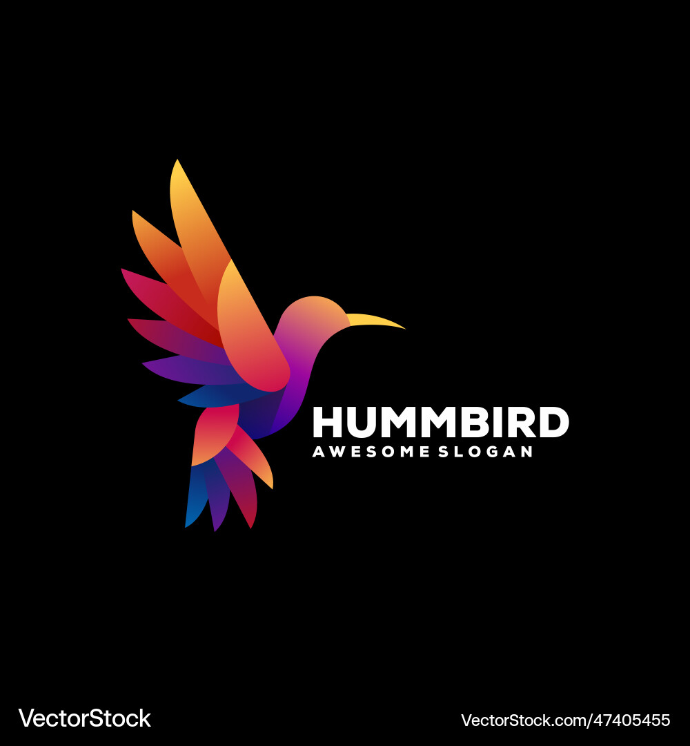 Humming bird gradient colorful logo Royalty Free Vector