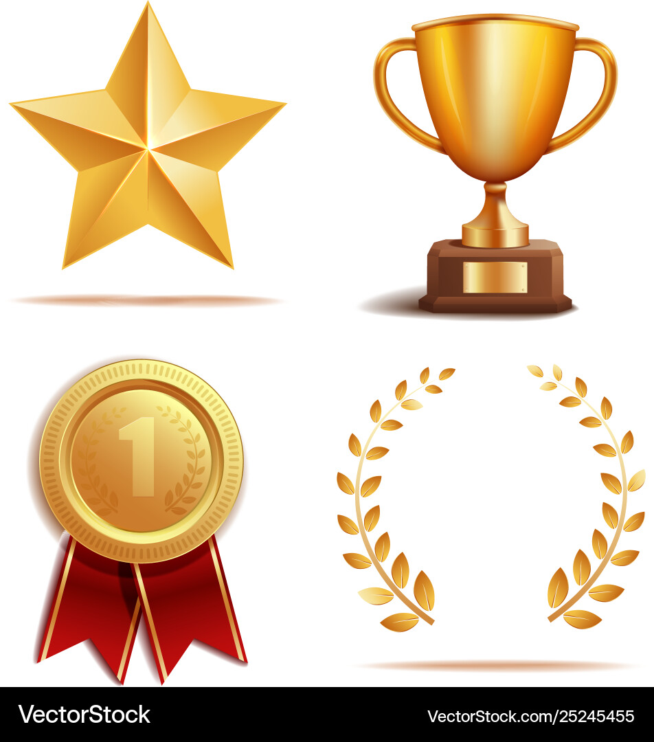 Icon and symbol award prize trophy set Royalty Free Vector