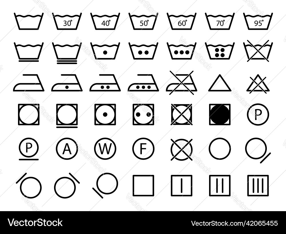 Laundry Care Symbols Royalty Free Vector Image