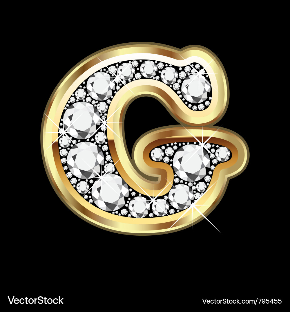 Letter g gold and diamond Royalty Free Vector Image