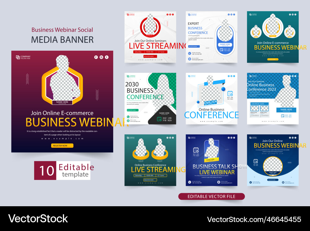 Marketing agency webinar template bundle Vector Image