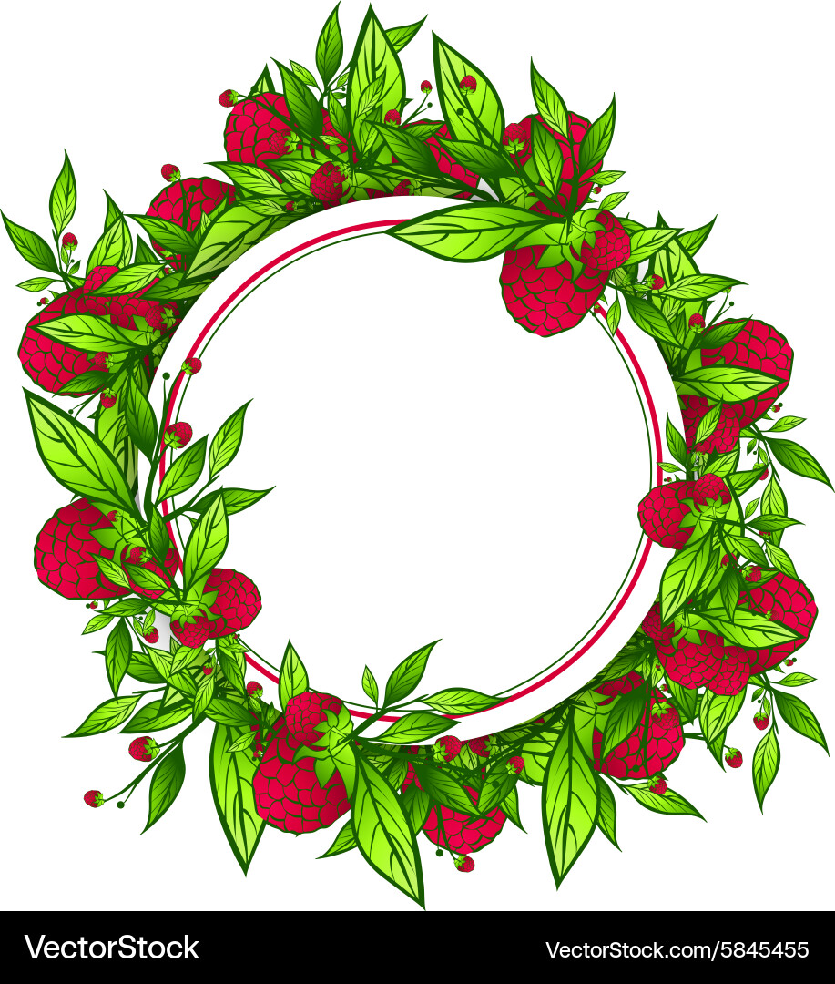 Ripe Raspberry Round Frame Royalty Free Vector Image
