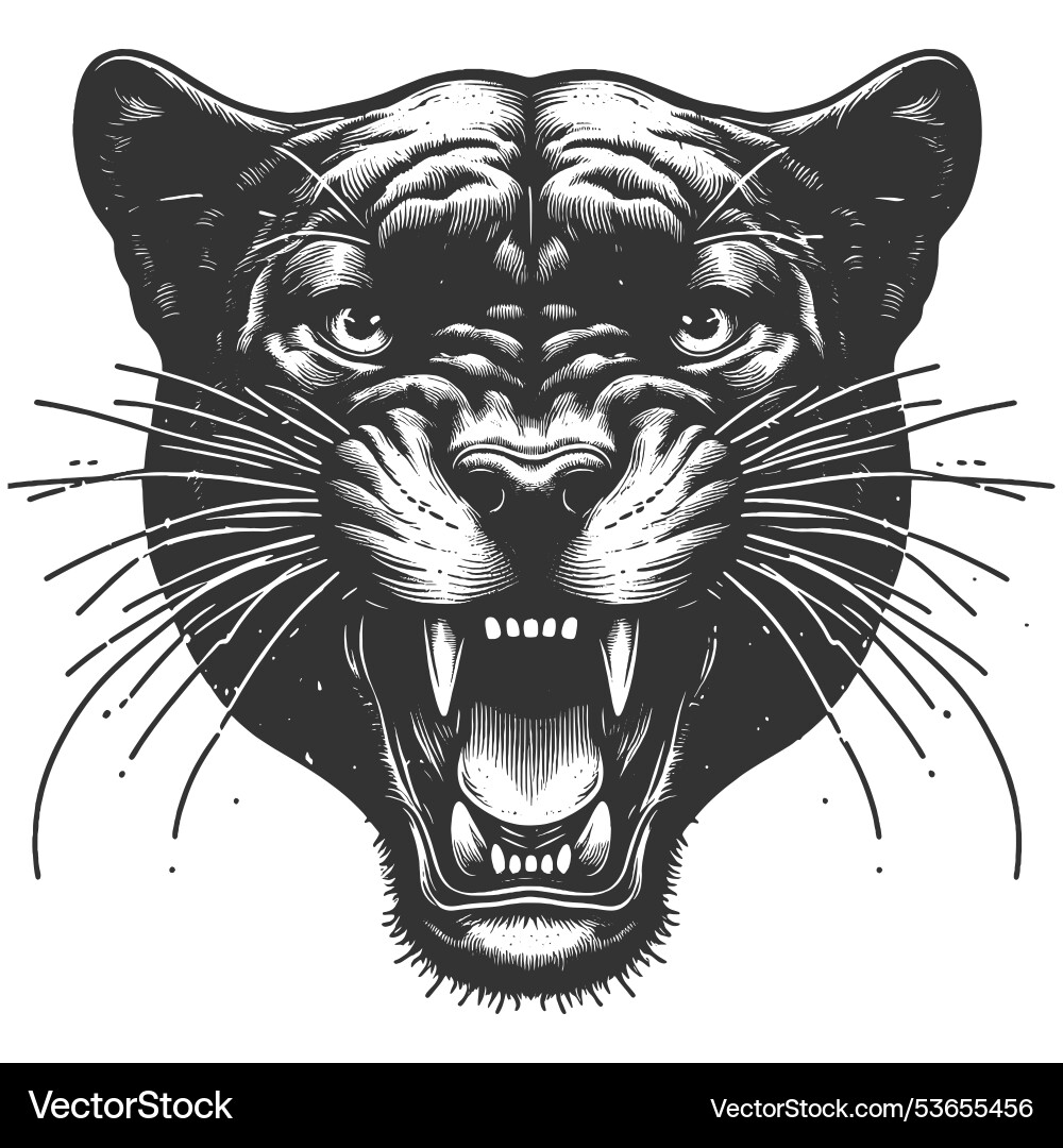 Aggressive panther head tattoo Royalty Free Vector Image